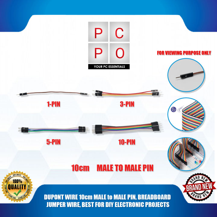DUPONT WIRE 10cm MALE to MALE PIN, BREADBOARD JUMPER WIRE, BEST FOR DIY ...