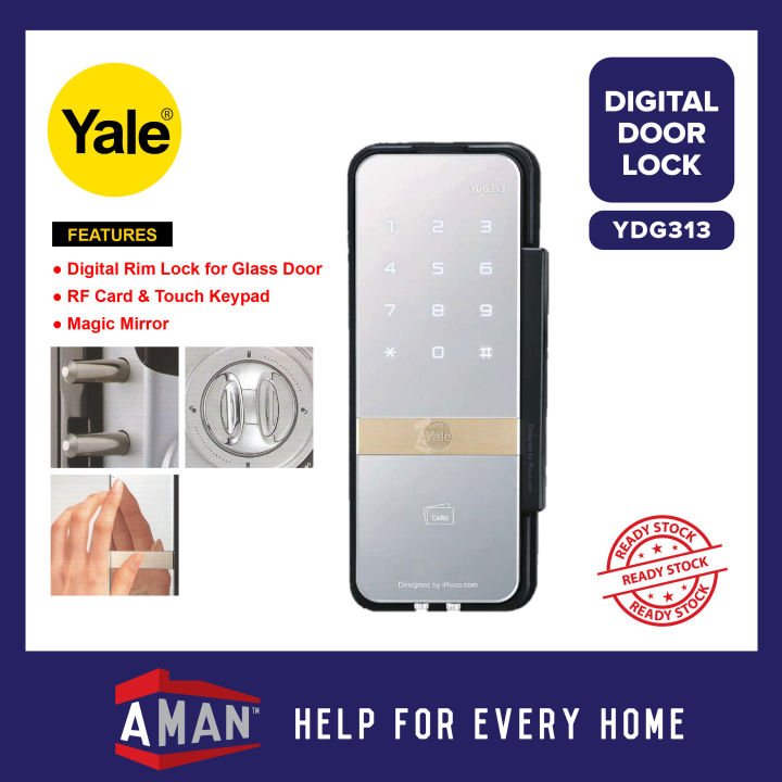 YALE Digital Rim Glass Door Lock Double Leaf Strike For Glass Door ...