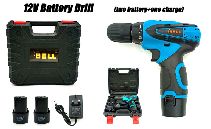 Bell 12V Electric Drill Cordless Screwdriver Lithium Battery Drill ...