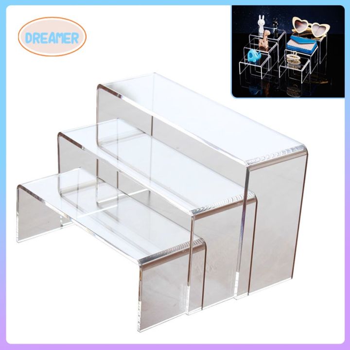 3Pcs Clear Acrylic Display Riser Stand Jewelry Gifts Showcase Clear ...