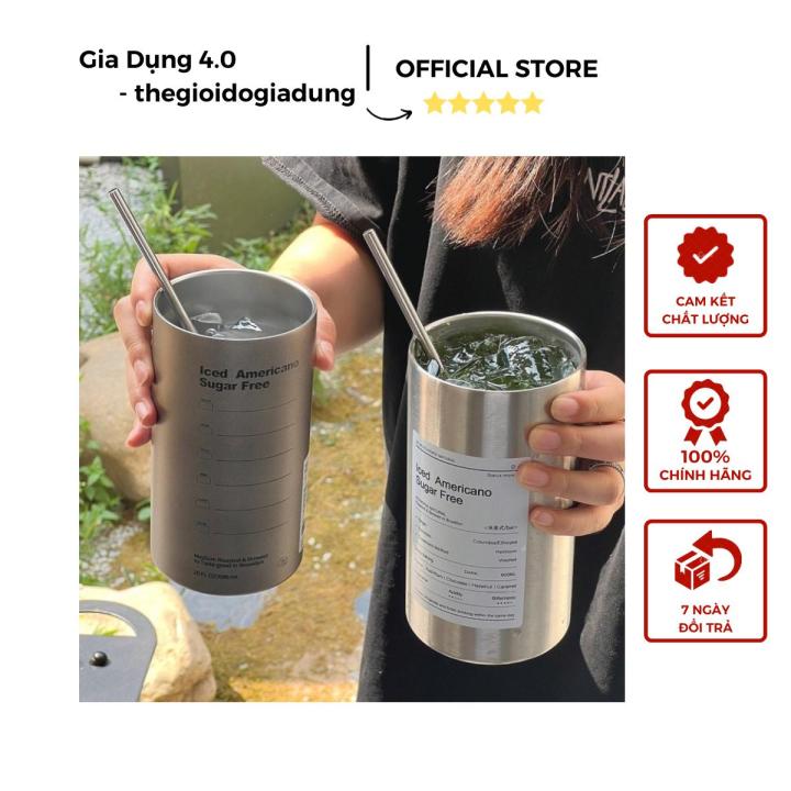 Ly giữ nhiệt inox loại 600ml có nắp đi kèm + ống hút inox | Lazada.vn