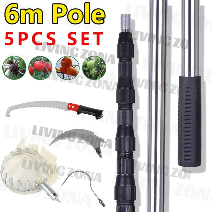 6 METER Adjustable Kekerasan Tinggi Tongkat Panjang Untuk Petik Buah Metal Fruit Picker ...