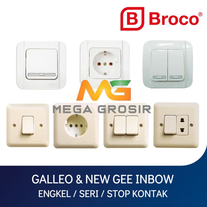 BROCO Saklar Tunggal Ganda dan Stop Kontak Tanam - Sakelar Engkel Seri ...