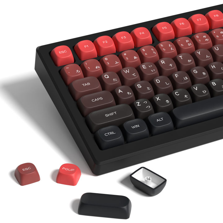 WOMIER 134 Key Gradient red MOA Profile PBT Keycaps Double Shot Customs ...