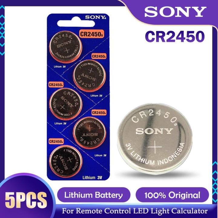 5PCS Original Sony CR2450 Battery 3V Lithium Button Coin Cell Battery ...