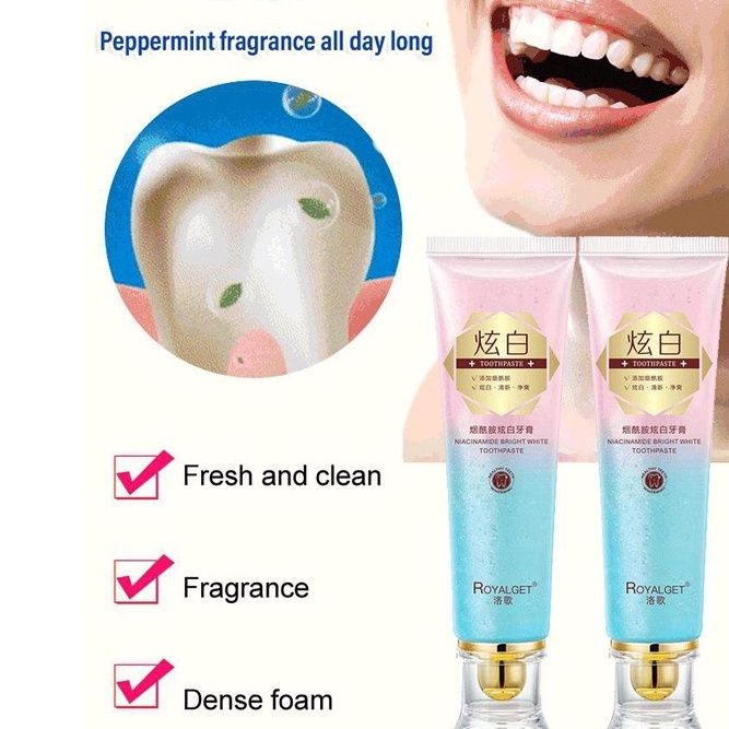 Dazzling White Toothpaste Niacinamide Oral Cleaning Care DeYellowing ...