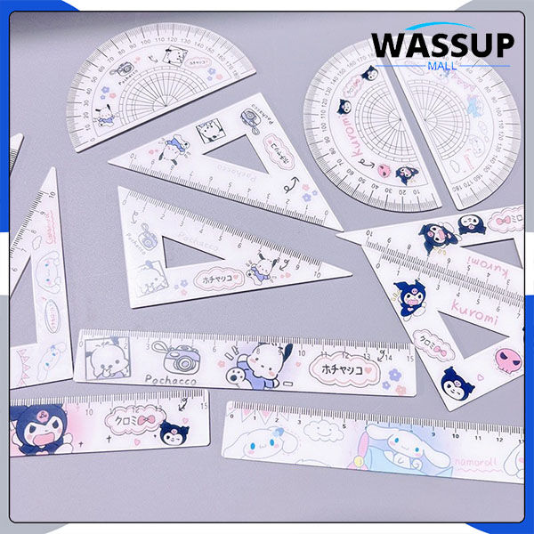 WASSUP Sanrio Acrylic Ruler Set Melody Kuromi Pochacco Cute Cartoon ...