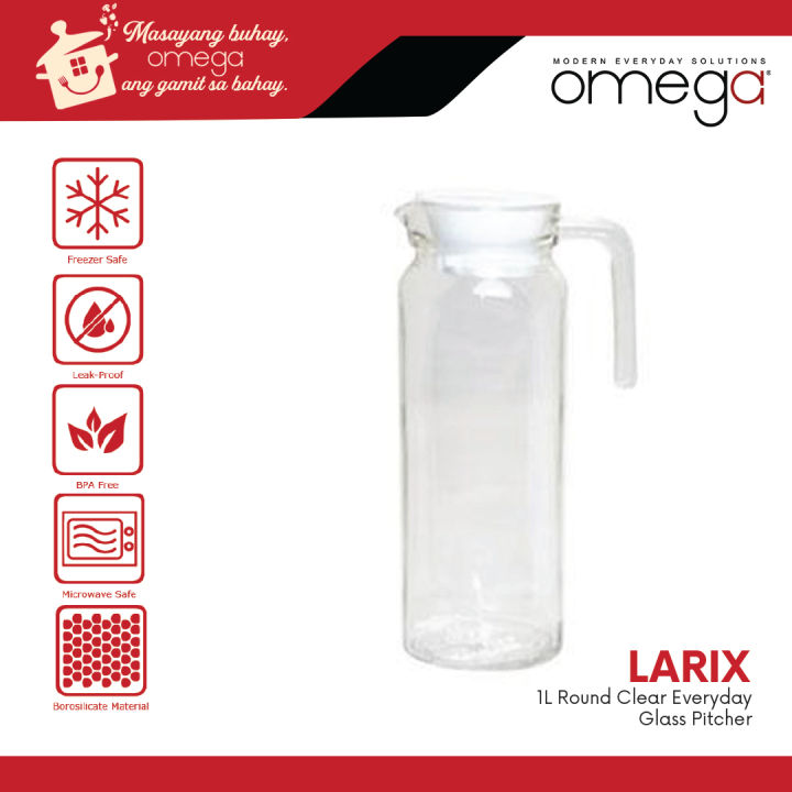 Omega Houseware Larix 1L Round Clear Glass Pitcher | Lazada PH