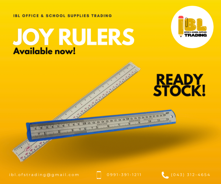 JOY RULER SCHOOL OFFICE RULER PLASTIC METAL 12" 24" | Lazada PH