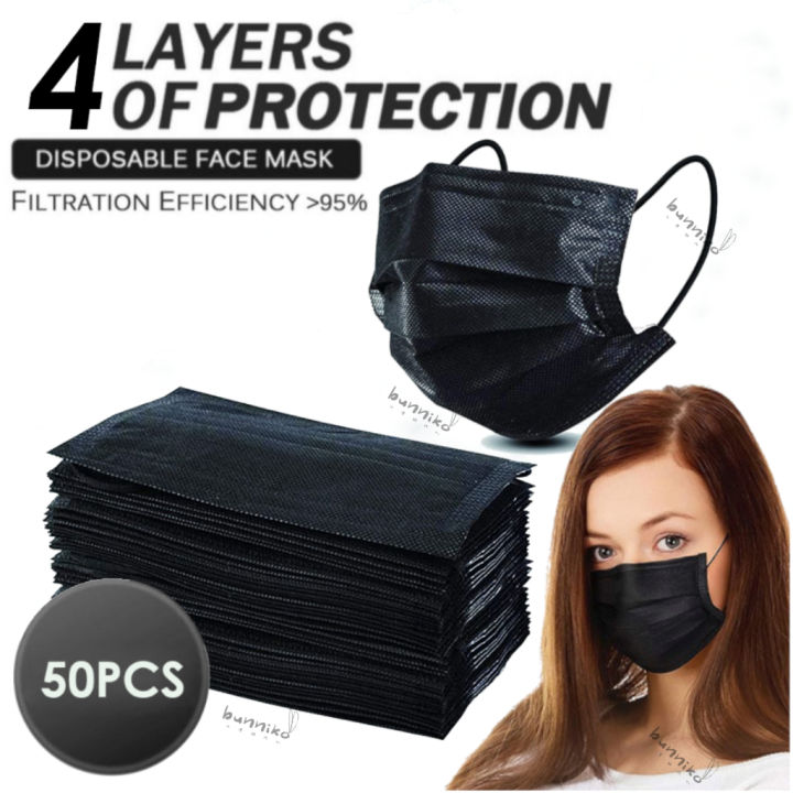4 PLY 50PCS Disposable Protective Replaceable Non-Woven Black Red ...