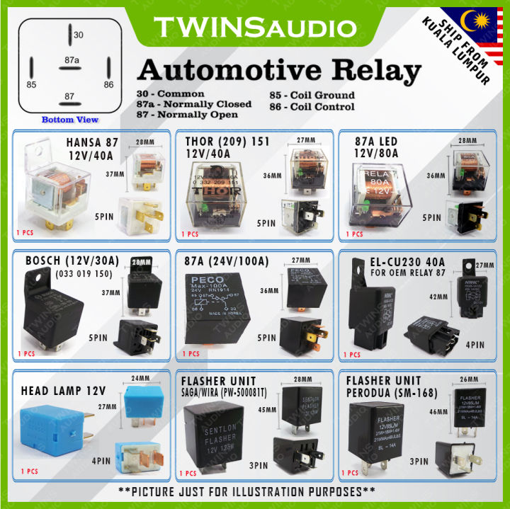 Automotive Relay 3 Pin/ 4 Pin/ 5 Pin 12V 24V Relay (1 PC) | Lazada