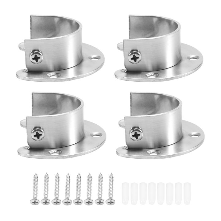 4 Packs Heavy Duty Stainless Steel Closet Rod End Supports Closet Pole Sockets Flange Rod Holder ...