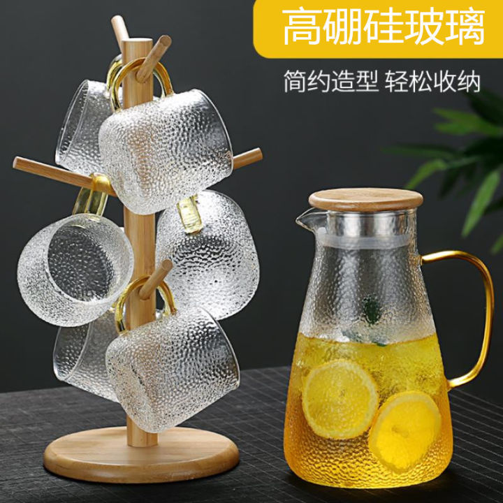 Full sét 01 Bình thủy tinh đựng nước 1.8L+ 6 Ly thủy có quai dung tích 320ML siêu xinh, thiết kế ...