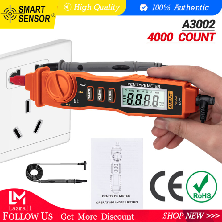 Smart Sensor A3002 Pen Multimeter 4000 Counts Digital Multimeter Pen ...