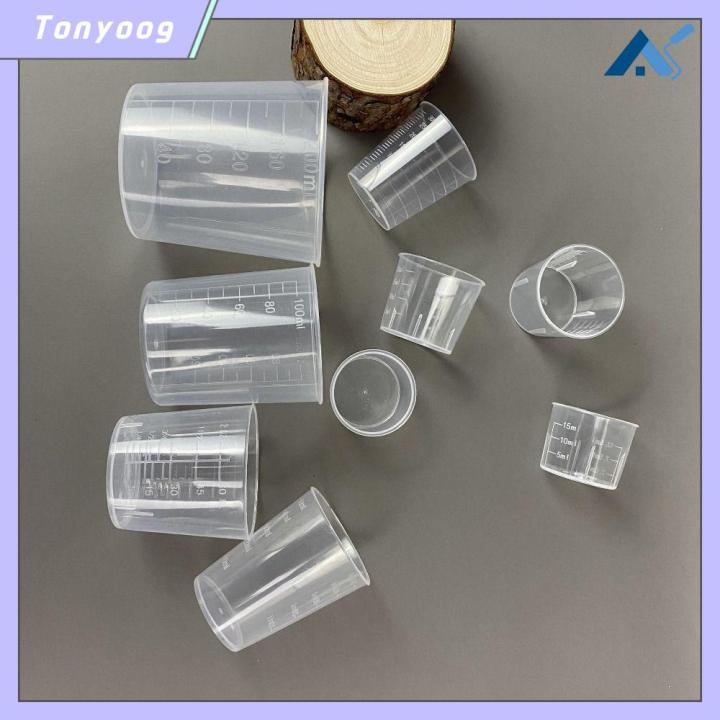 TONYOOG Clear Graduated Measuring Cup Plastic Mini Laboratory Beaker ...