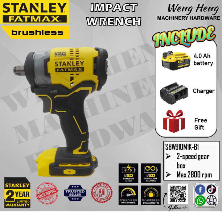 100% Genuine Stanley FATMAX 20V 1/2" Cordless Brushless Impact Wrench ...