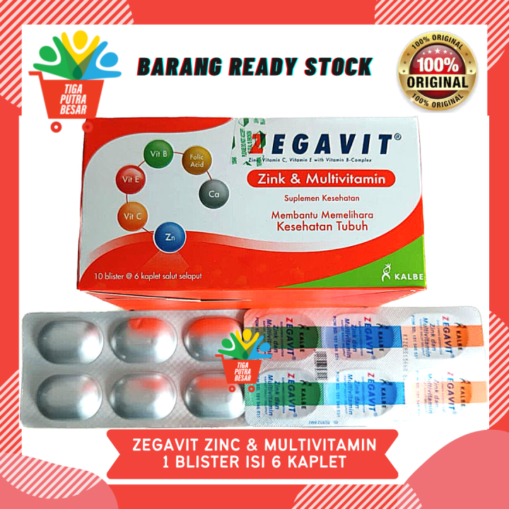 ZEGAVIT MULTIVITAMIN DAN ZINK 1 BLISTER ISI 5 KAPLET / SUPLEMEN ...
