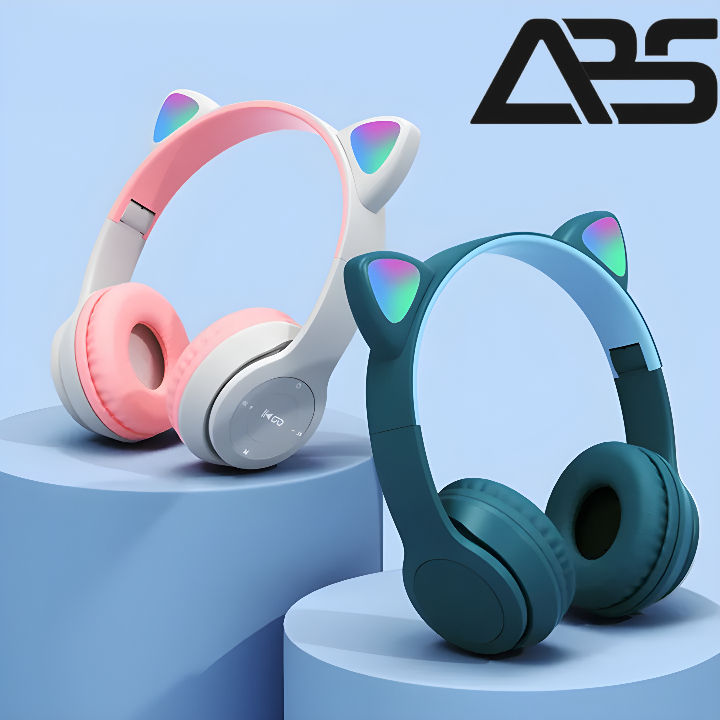 ABS - Headphone Headset Bando Bluetooth P47M RGB LED Cat Earphone ...