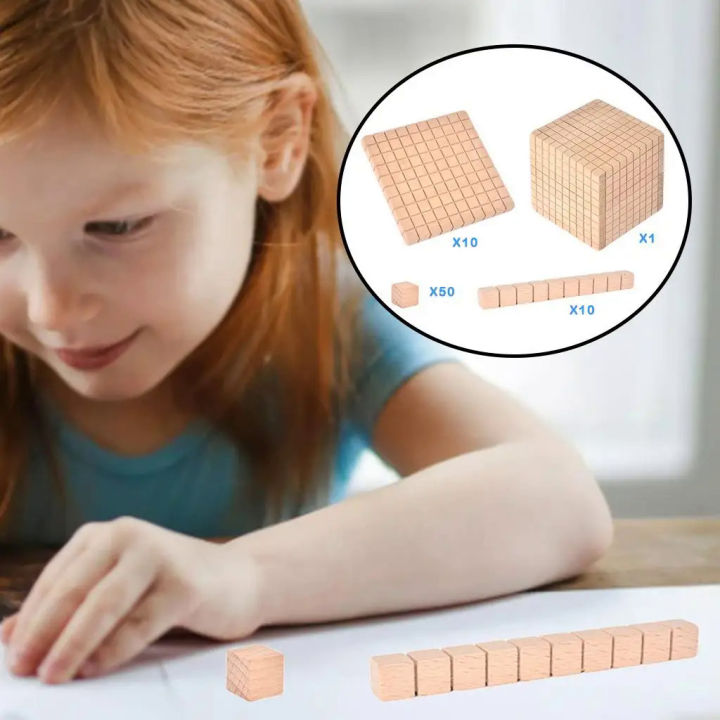 Wooden Base Ten Blocks Classroom Home Math Manipulative Counting Early ...