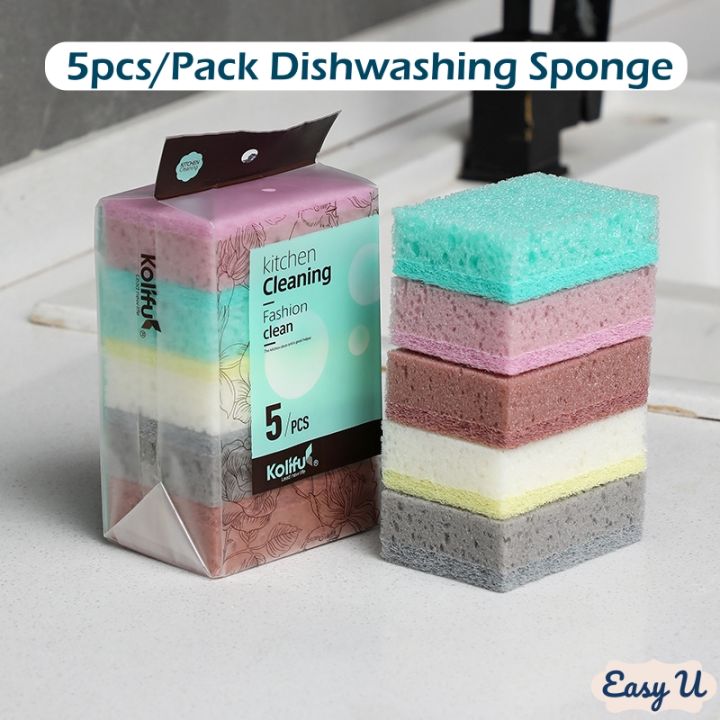 (5pcs/Pack) Dishwashing Cleaning Sponge Pads | Scrubbing Pad Magic ...