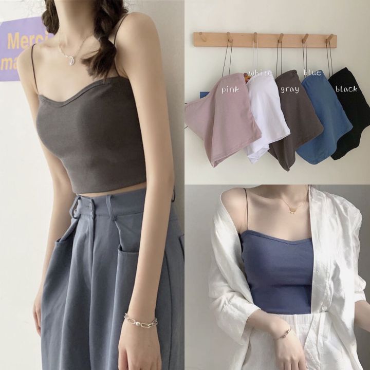 Women Sando Tube With Padded Bralette Spaghetti Sleeveless Crop Top Bra ...