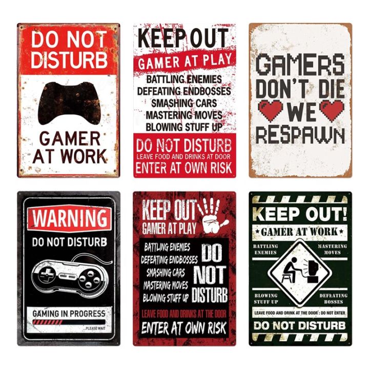 Funny Game Metal Sign Tin Sign Gamer At Work Sign Retro Signs Wall ...