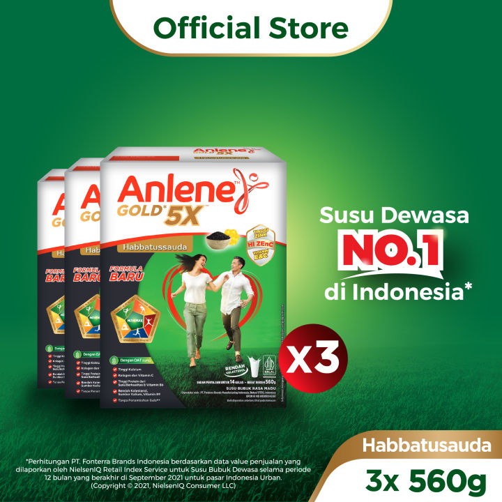 Anlene Gold 5X Habbatussauda Susu Bubuk Dewasa Madu 560gr x3 - Nutrisi ...