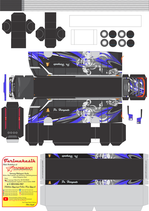Pola Kertas Papercraft Bus Haryanto Pragolo Biru Jetbus 3 | Lazada ...