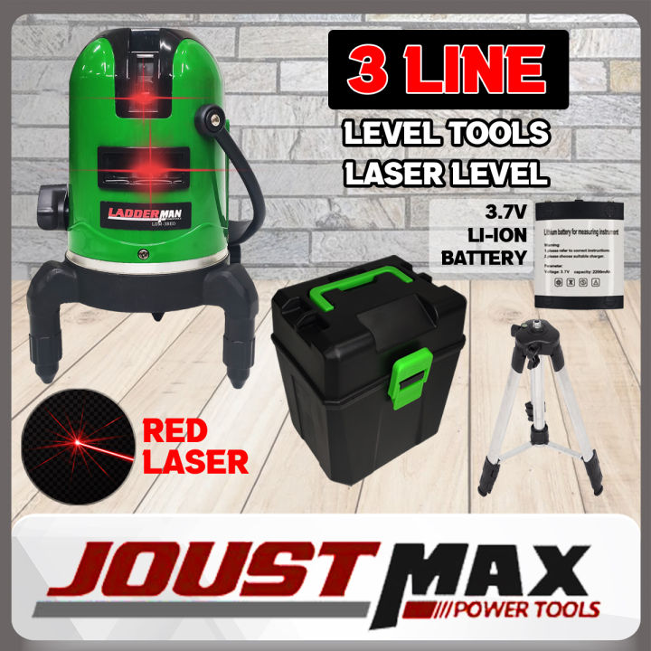 LADDERMAN LDM-3RED 3 Lines Adjustable Laser Level 360° Rotary Indoor ...