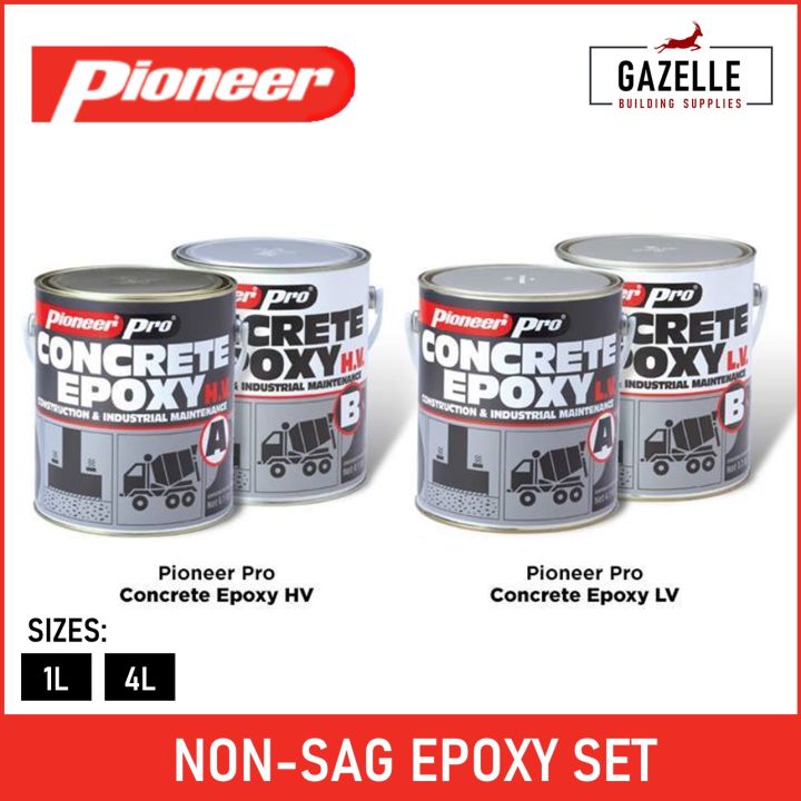 PIONEER PRO Concrete Epoxy High Viscosity H.V. HV / Low Viscosity L.V. LV - 1L / 4L | Lazada PH
