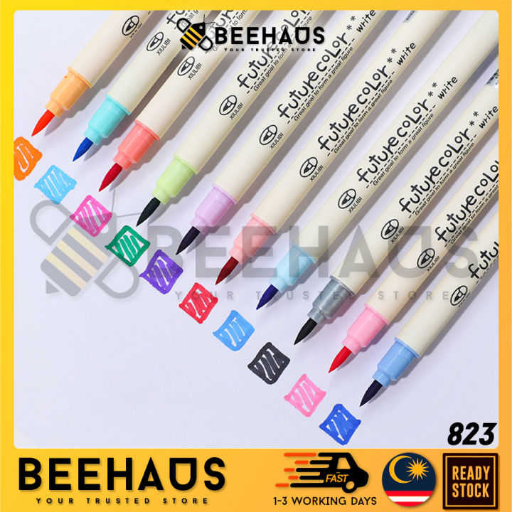 BEEHAUS 10pcs Fabric Brush Pen | Future Color Calligraphy Marker Set ...