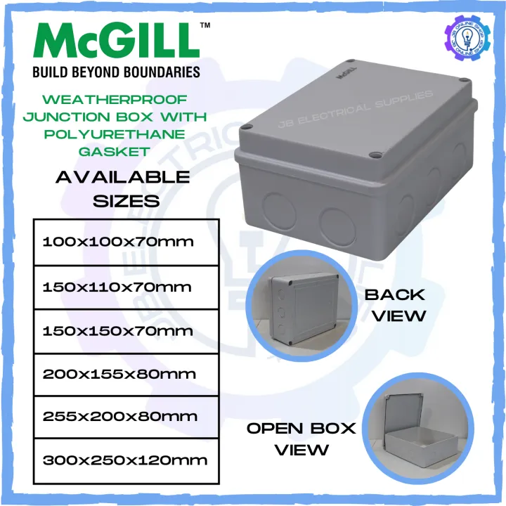 Mcgill Weatherproof Junction Box with Polyurethane Gasket MGJB Series ...