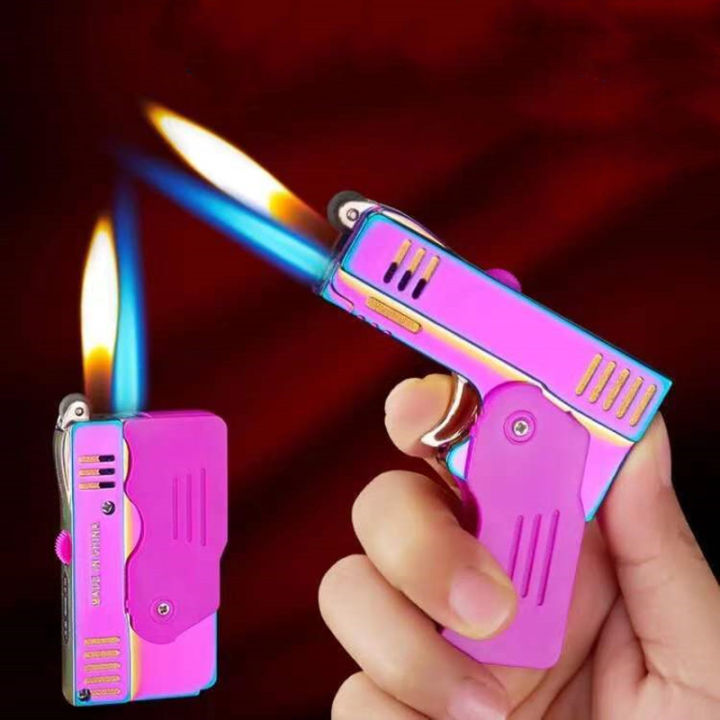🇵🇭Creative Gun Model Lighter Butane Gas Jet Lighter Flashlight Turbo ...