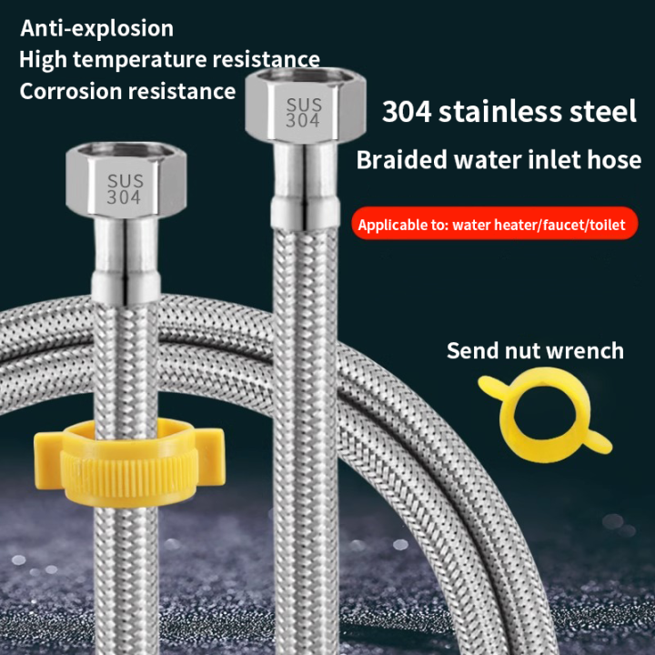 Stainless steel metal braided hot and cold water inlet hose explosion ...
