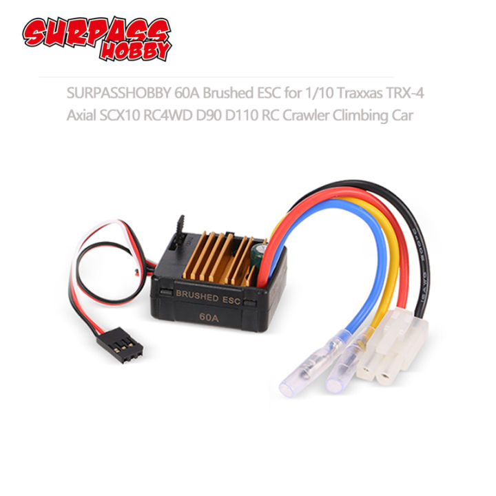 Surpass Hobby Brushed 60A ESC with 5V/2A BEC for Axial RC4WD 1/10 RC ...