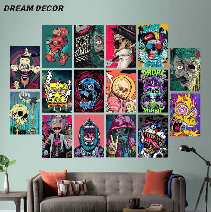 Isi 16pcs Poster Dinding Kamar Cowok Aesthetic Bahan Glossy Dekorasi ...