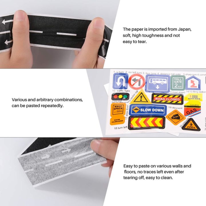 Play Road Tape for Toy Cars and Trains 3 Rolls 4.8cmx5m Straight Curve ...