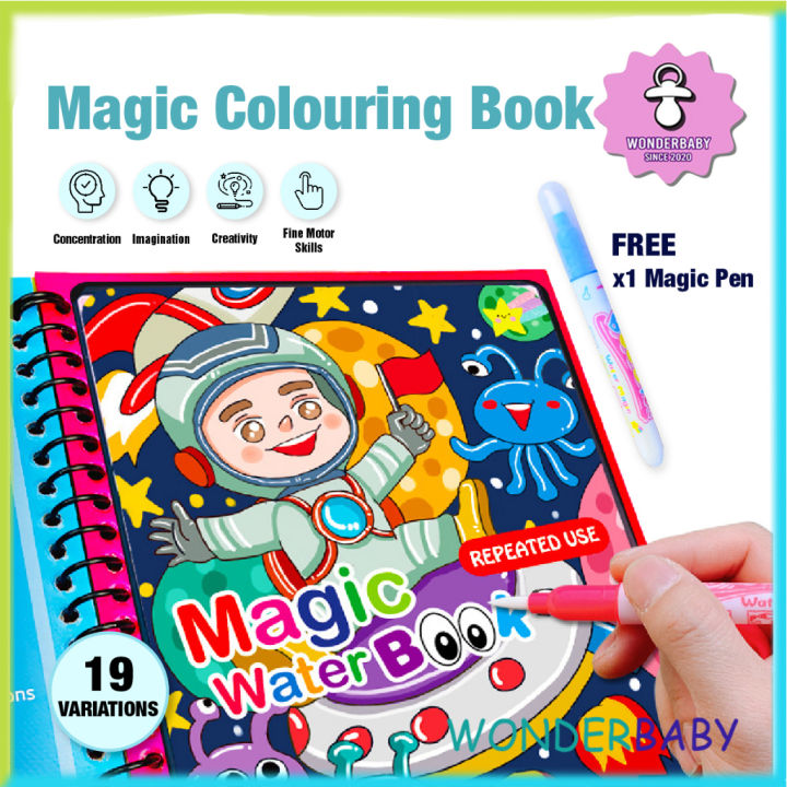 1 Book FREE 1 Magic Pen Buku Magik Magic Color Book Children stationery ...