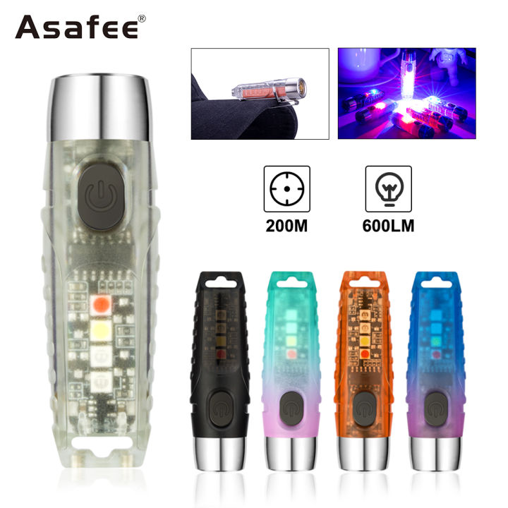 Asafee S12 Gradient EDC Mini Porable LED Keychain Flashlight USB ...
