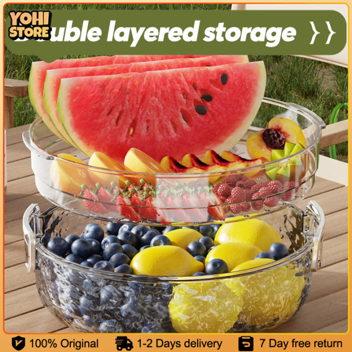 YOHI Household double-layer fruit tray versatile and draining fruit ...