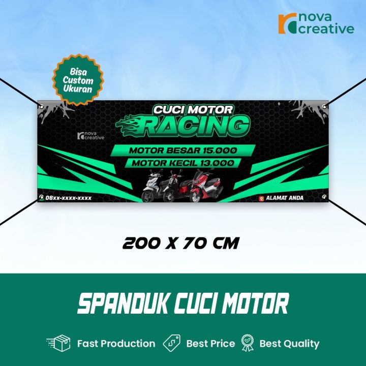 Print Banner Cuci Motor Spanduk Custom Desain Suka-Suka | Lazada Indonesia