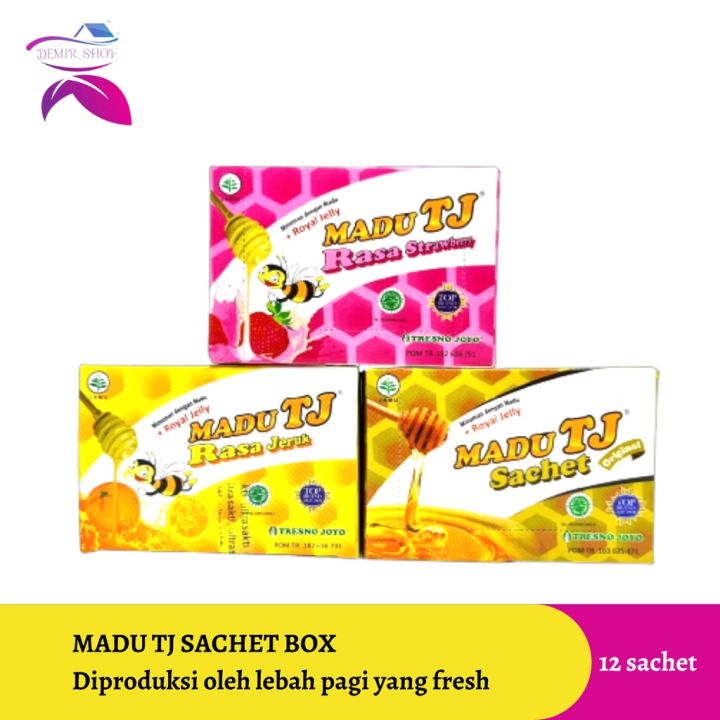 Madu TJ Sachet Box 12 Sachet Rasa Original Strawberry & Jeruk | Lazada ...
