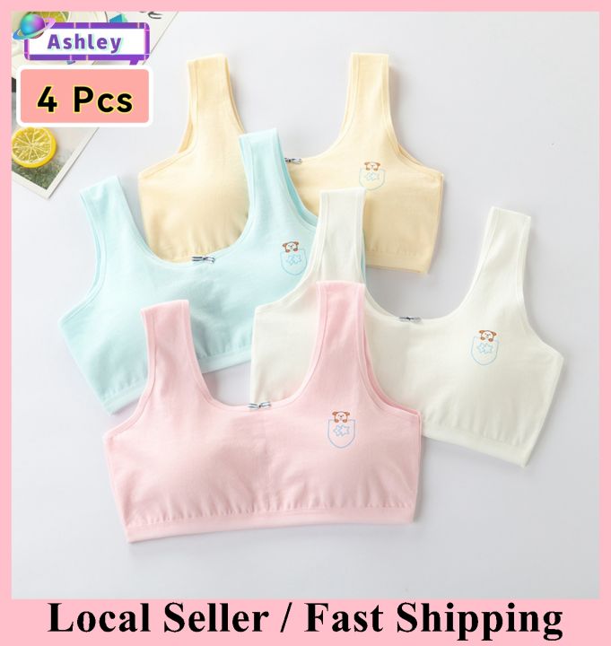 (SG Seller) 4Pcs Children Bra Girls Training Bra Kids Underwear Sport ...
