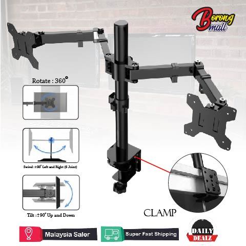 Heavy Duty Fully Adjustable Dual Monitor Stand Two Arms Desk Mount With ...
