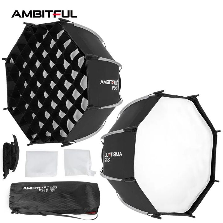 AMBITFUL PS40 40cm Mini Quickly Release Bowens Mount Octagon Softbox + Honeycomb Grid Portable ...