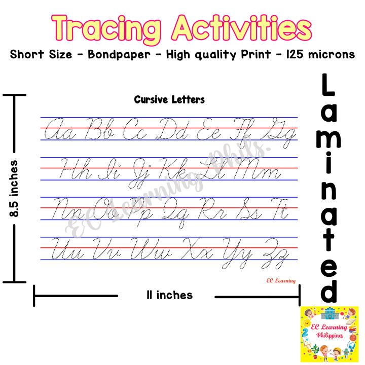 CURSIVE PRACTICE WRITING Laminated Tracing Activity | Lazada PH