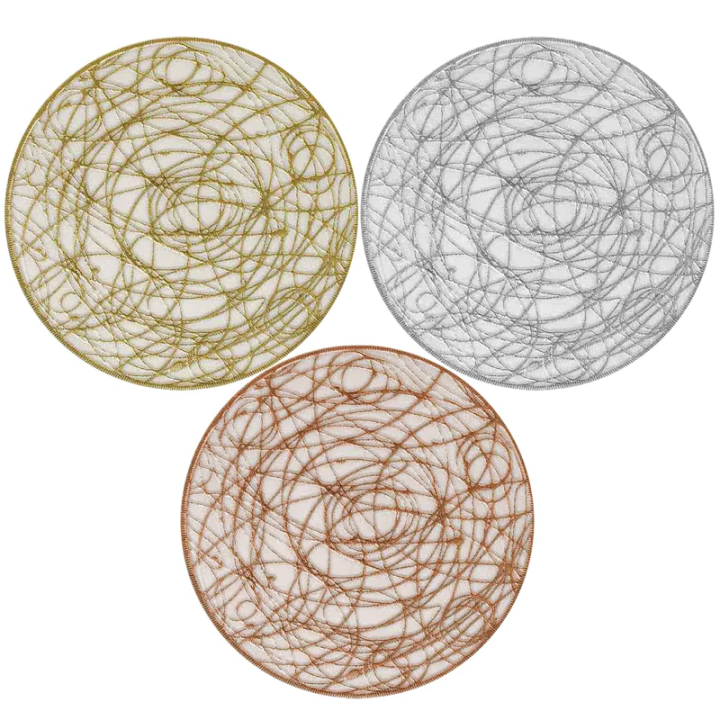 Bộ 4 thảm nhựa PVC thanh lịch Lá vàng chi tiết bề mặt chịu nhiệt dễ ...