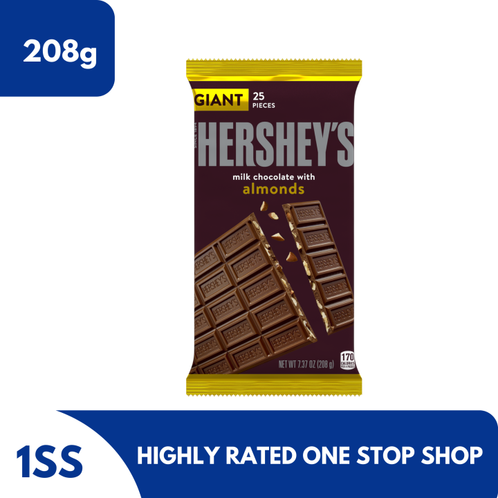 Hershey's Milk Chocolate with Almonds Giant Bar, 208g | Lazada PH