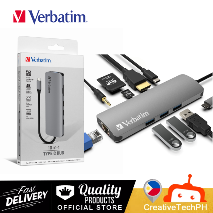 Verbatim 10-in-1 Type C Hub 10-in-1 Type C Hub features 10 ports ...