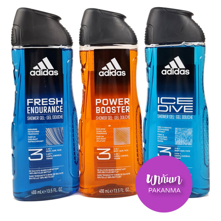 Adidas 3in1 Body Hair Face Shower Gel 400ml อาดิดาส เจลอาบน้ำ 3อิน1 ทำ ...